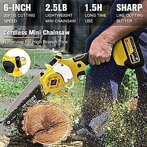 2-IN-1 Cordless Pole Saw & Mini Chainsaw, IMOUMLIVE Brushless Chainsaw, 6.9 LB Lightweight, 21V 3.0Ah Li-ion Battery, 6" Cutting with Oiling System, 15-Foot MAX Reach Pole Saw for Tree Trimming