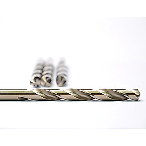 DRILLFORCE (10 Pcs) 17/64 in. x 4-1/8 in. HSS Cobalt Drill Bits, Jobber Length, Straight Shank, Metal Drill,Ideal for Drilling On Mild Steel, Copper, Aluminum, Zinc Alloy Etc.