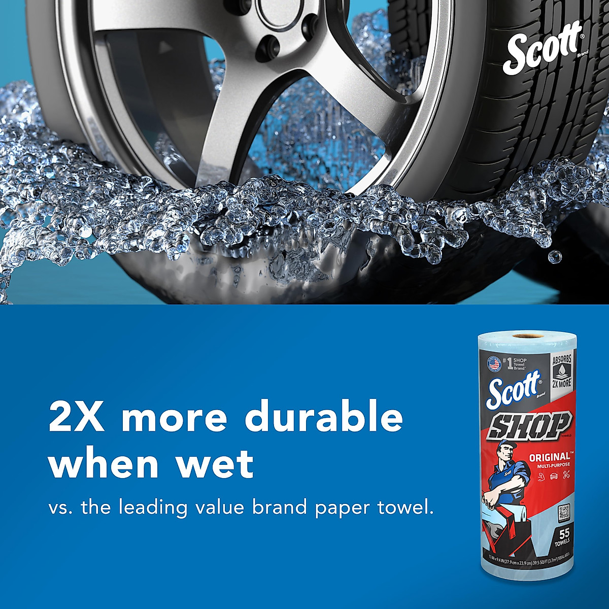 Scott Shop Towels Original (75147), Blue, 55 Sheets/Standard Roll, 12 Rolls/Case, 660 Towels/Case