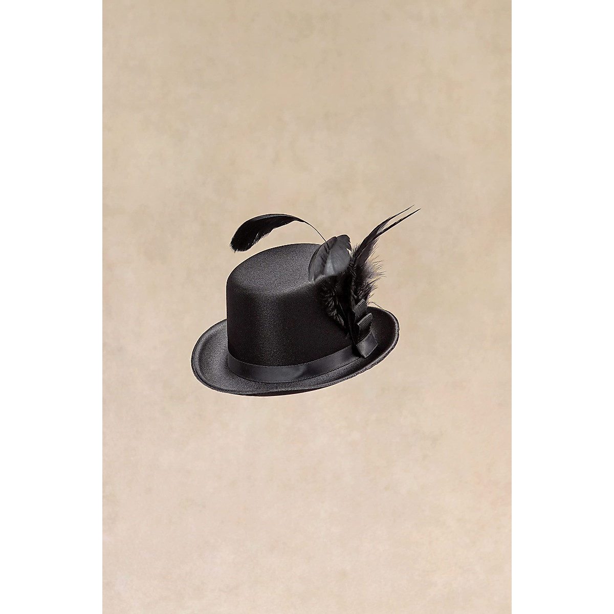 BABEYOND Mini Top Hat Fascinator Headband Feather Top Hat for Derby Tea Party Black