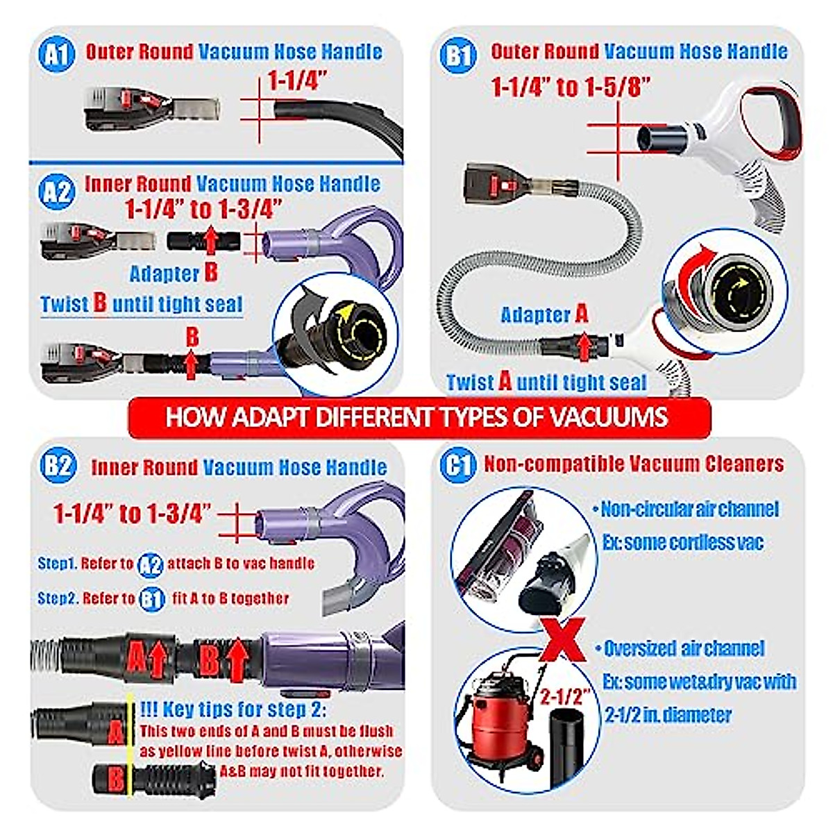 Portek Dog Hair Brush Vacuum Attachment for Most Vacuums, Pet Shedding Grooming Tool, Great for Dog Undercoat Removal, Deshedding Groomer, Extension Hose with Universal Adapters