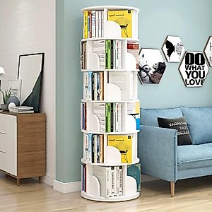 Rotating Bookshelf, Wood Bookshelf Corner Bookshelf, 360 Display 5 Tier Spinning Bookshelf Tower Lazy Susan, Tall Bookcase Storage Rack for Kids&Adults, Revolving Bookcase Book Shelf for Bedroom