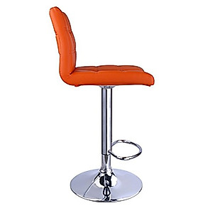 Contemporary Bar Stools Hight Adjustable Seat Hydraulic 360 Degree Swivel Sturdy Steel Frame Quadrate cushion Seat Dining Chair Bar Pub Stool Home Office Furniture - Set of 4 Orange #1935org