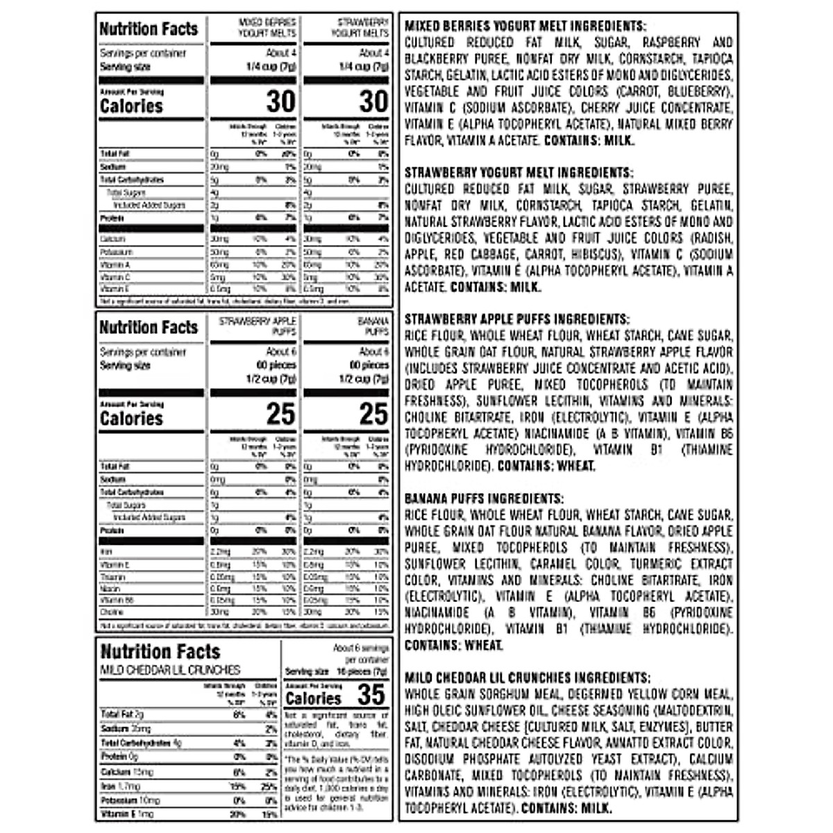 Gerber Snacks for Baby Variety Pack, Yogurt Melts, Puffs and Lil Crunchies (Set of 9)