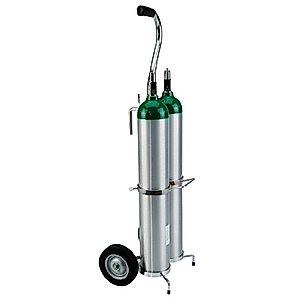 Oxyen Tank Cart Dolly with Adjustable Height with Cane Style handling for E Size Cylinders