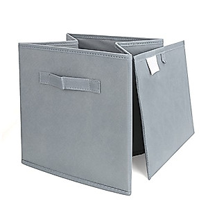 EZOWare Set of 12 Foldable Basket Bin Collapsible Storage Cube For Nursery, Kids Toys Organizer, Shelf Cabinet - (White + Gray)