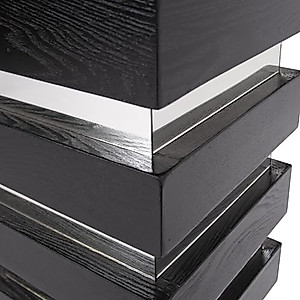 Howard Elliott Stepped Pedestal Accent Table, Black Wood and Mirrored Side End Table for Home Decor, Small Space Pedestal Table for Bedroom, Living Room & Entryway, 12 x 12 x 35.5 Inch, Tall