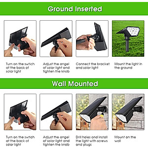 Biling Solar Spot Lights Outdoor, Bright 700 Lumen Solar Outdoor Lights IP67 Waterproof Adjustable Solar House Lights for Patio Pathway Yard Garden Driveway Tree - Warm White(6 Pack)