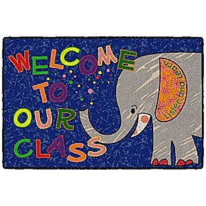 Flagship Carpets Childrens Multicolor Welcome Mat for Classroom or Kids Home School Room, Kids Room and Playroom or Entryway Rug, 2' x 3', Elephant
