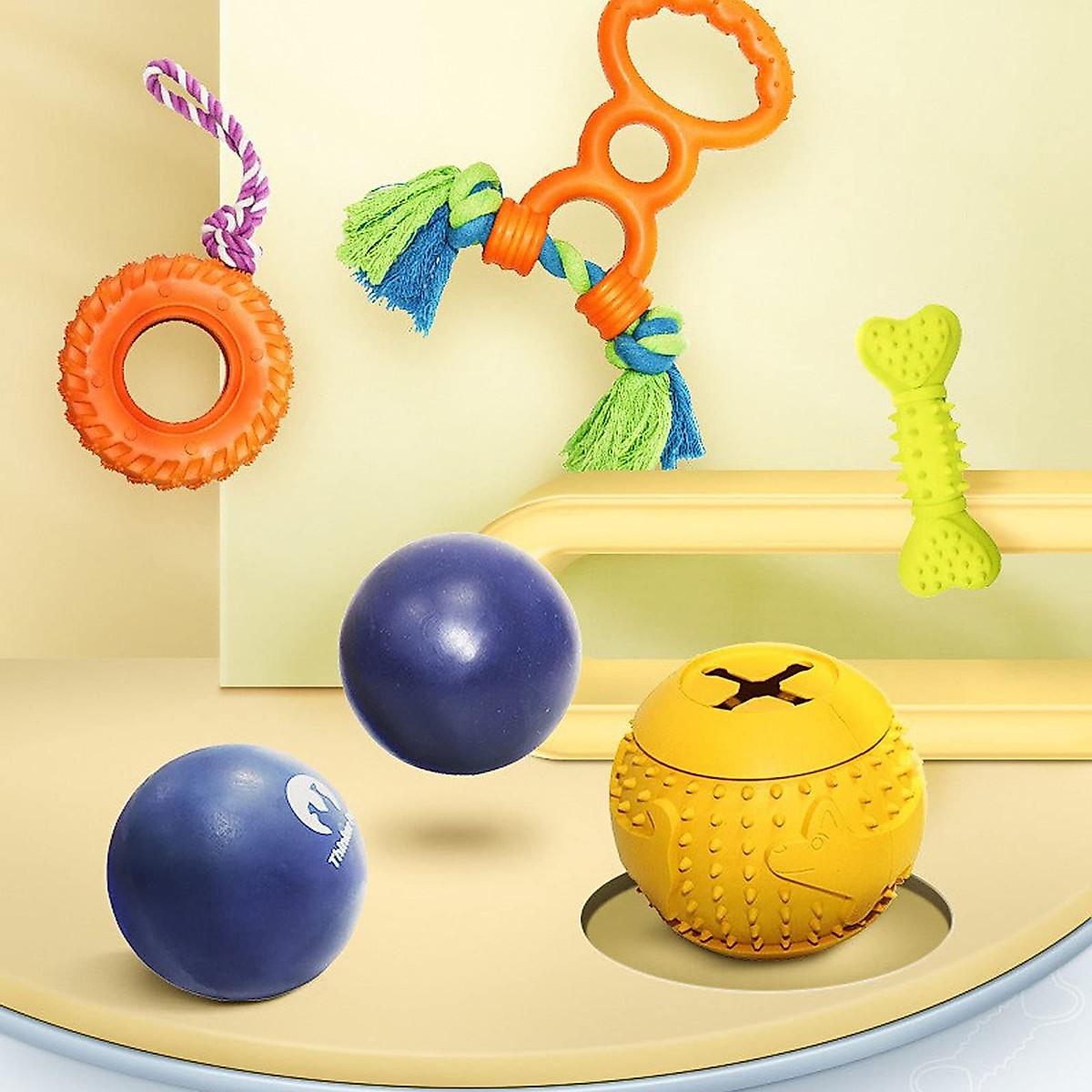 Zerodis Dog Chew Toy,Durable Dog Interactive Toy Dog Rugby Dog Leakage Food Ball Pet Interactive Ball Toy Pet Puzzle Toys for Aggressive Chewers