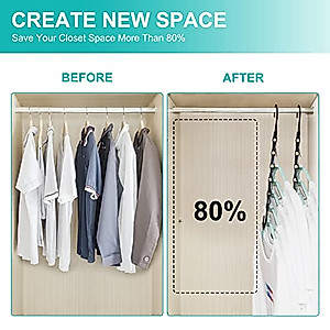 Hangers Space Saving, 20 Packs Magic Space Saving Clothes Hangers, Sturdy Plastic Clothes Hangers Organizer and Storage, Multifunctional Magic Hangers Closet Space Savers for Heavy Clothes Coats