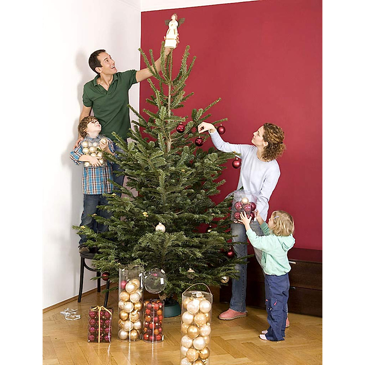 ALIMITOPIA 24pcs Christmas Ball Baubles 1.2 inches Shatterproof Plastic Hanging Balls Pendant for Xmas Tree Decoration (Tiny Size;Lime Green)