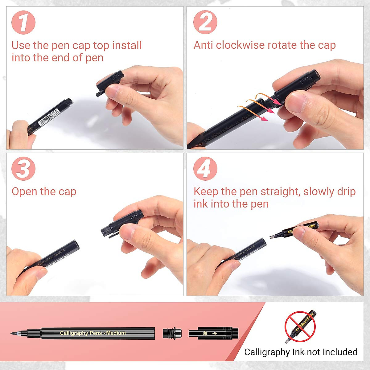 AKARUED Calligraphy Pens kits for Beginners - 6 Pack Calligraphy Pen, Modern Caligraphy Brush Pen Set for Writing, Journaling, Drawing, Letter for Adults, Markers, Hand Lettering Pens, Back To School