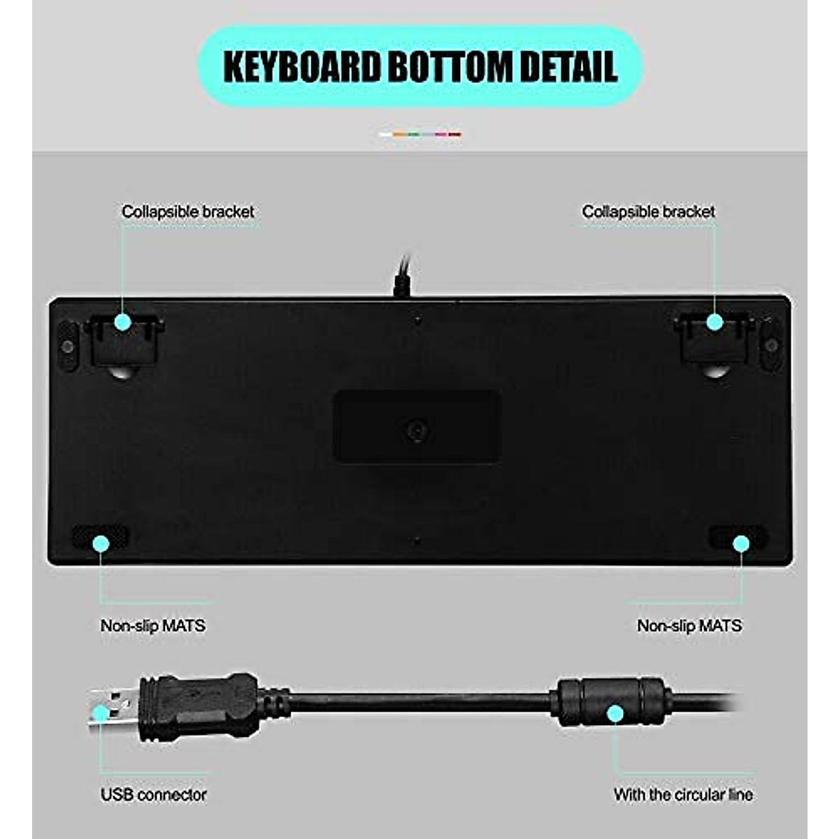 Wired Gaming Keyboard and Sets 87 Keys Rainbow Backlit Mechanical Keyboard ,RGB Backlit 6400 DPI Lightweight Gaming Mouse, Mouse Pad (Black)