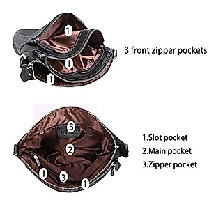 HESHE Genuine Leather Handbags for Women Crossbody Purses Shoulder Bags Designer Small Hobo and Satchel for Ladies (Black)