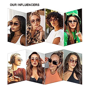 SOJOS Vintage Rectangle Sunglasses for Women,Trendy Rimless 90s UV400 Womens Y2K Shades SJ1178 Gold With Brown Grading Lens