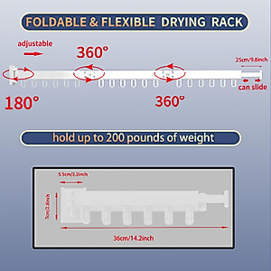 iMonse Clothes Drying Rack, Laundry Drying Rack Wall Mount for Bathroom, Retractable and Foldable Clothes Hanging Rack with U-Hooks for Laundry Room, Balcony, Closet, Bedroom(Tri-Fold), White