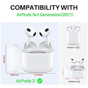 ORNARTO Compatible with AirPods 3rd Generation Case Cover, Soft Liquid Silicone Skin Cover for Women Men Shock-Absorbing Protective Case for AirPods 3 Gen 2021, Front LED Visible-Sierra Blue