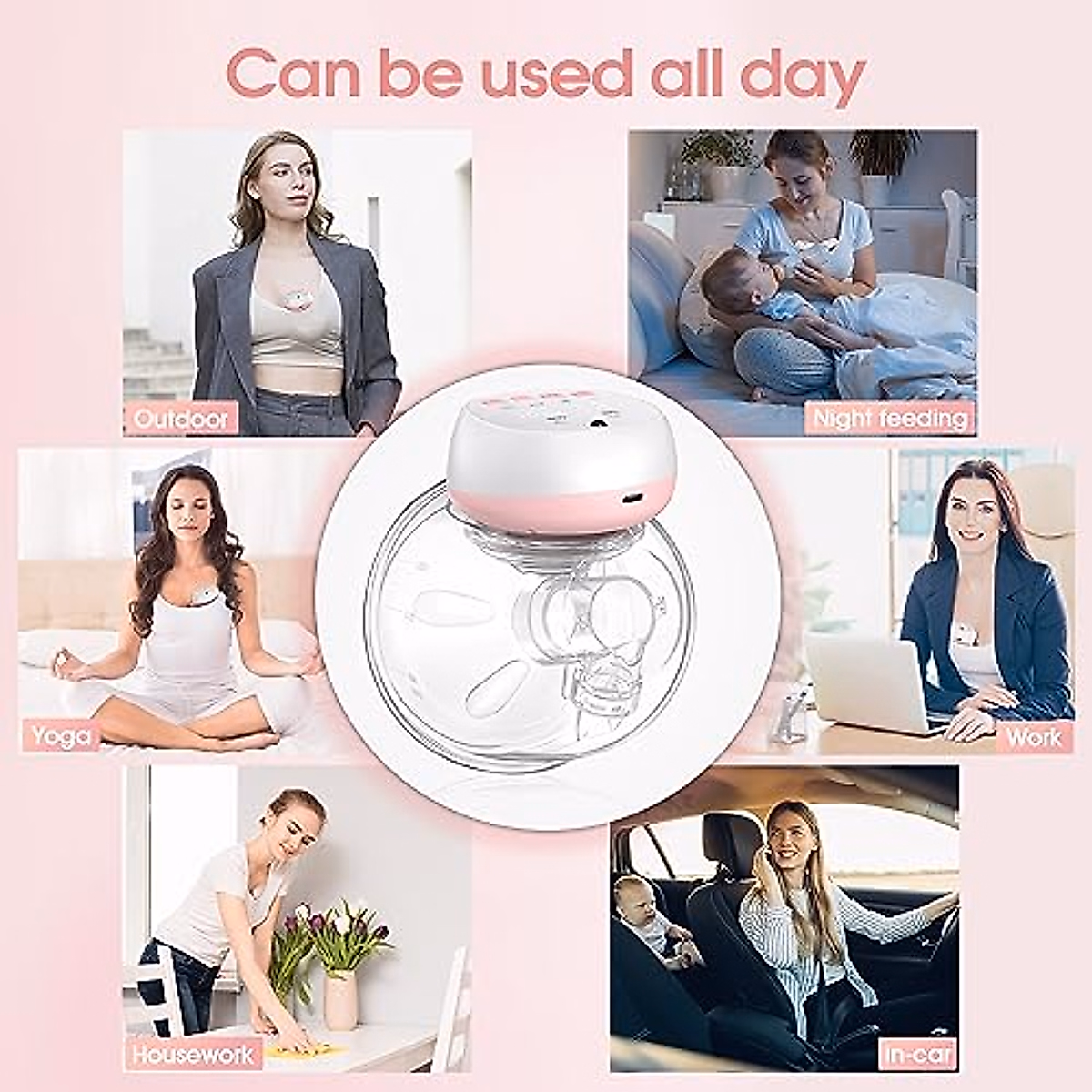 Hands Free Breast Pump, Electric Breast Pumps, 12 Levels 3 Modes Double Wearable Breastpump, Portable 1200mAH, LCD, Quiet and Painless, Leak-Proof 140° Silicone, Comfortable Breastfeeding Necessities