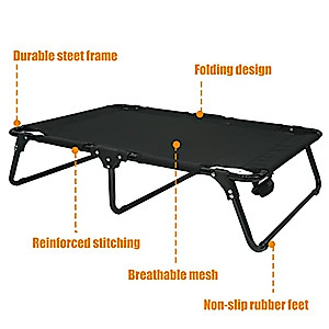 M JJYPET Elevated Cooling Dog Cot Pet Bed with Breathable Mesh,Folding Dog Bed No Assembly, Indoor/Outdoor, Pet Hammock Bed,Raised Dog Cots Beds Multiple Sizes for Small Meduim Large Dogs