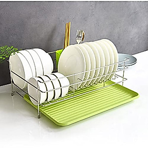JUNXIAN Dish Rack Single Layer 304 Stainless Steel Tableware Storage Racks, Kitchen Dishware Storage Stand, Household Dish Drying Rack Dish Containers(A)