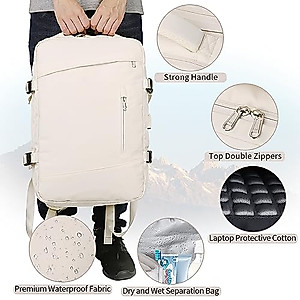 QOECI Waterproof Travel Backpack for Women Men, 44L Carry On Backpack with USB Charging Port, 17.3" Laptop Backpack, Personal Item Bag for Airlines Approved, Business Backpack Casual Daypack 1680D