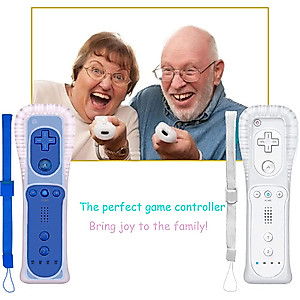 PGYFDAL 4 Packs Classic Remote Controller Compatible for Wii Wii U Console, Gamepad with Soft Silicone Sleeve and Wrist Strap (Black+White+Red+Blue)