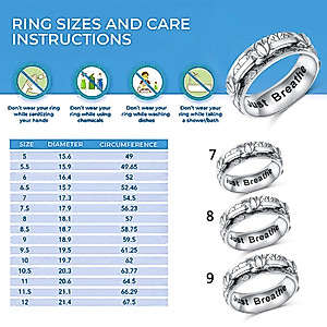 Ladytree Lotus Anxiety Relieve Spinner Rings Just Breathe Yoga Flower Fidget Ring Wide Band Oxidized Sterling Silver ADHD Stress Relieving Ring for Women(7)
