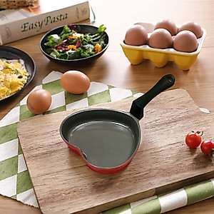 Neoflam 5.5'' Ceramic Nonstick Little Shaped, Frying Griddle Pan Shaper, Mini Pancake Waffle Maker with Heat Resistant Handle for Breakfast Scrambled Egg, Grilled Cheese, Red Heart (51102)