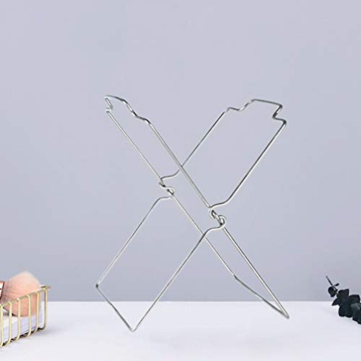 Cabilock Metal Stand Dish Cloth Holder Stainless Steel Garbage Bag Shelf Countertop Folding Trash Bag Bracket Dishcloth Towel Holder Organizer Rack Folding Bracket Metal Brackets