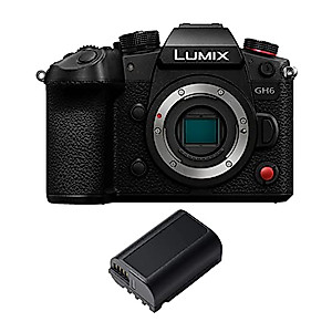 Panasonic LUMIX GH6 Mirrorless Camera Body with Panasonic DMW-BLK22 7.4V 3050mAh Lithium-ion Battery Pack for LUMIX S5, GH5, G9, GH5s Bundle (2 Items)