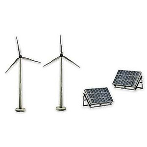 Scene-A-Rama Scene Setters Alternative Energy Set Wind Turbines & Solar Panels (2 ea)