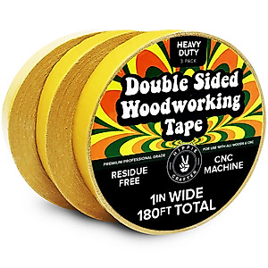 3 Pk Double Stick Tape Double Sided Woodworking Tape Double Sided 1" inch Wide Wood Tape for Woodworkers CNC Machines Routing Templates Strong Double Sided Tape Heavy Duty 60 Feet Each (180FT Total)
