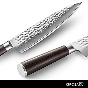 Kirosaku Premium Santoku Knife Damascus 20cm - Enormously Sharp Santoku Chef's Knife Made of The Best Damascus Steel - Damascus Kitchen Knife for a Fantastic Cutting Experience