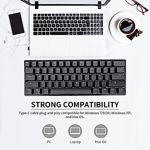 VIMUKUN 60% Mechanical Gaming Keyboard,RGB Backlit Wired Ultra-Compact Mini Keyboard, Waterproof 61 Keys Keyboard with Red Switch for Windows Laptop/PC/Mac