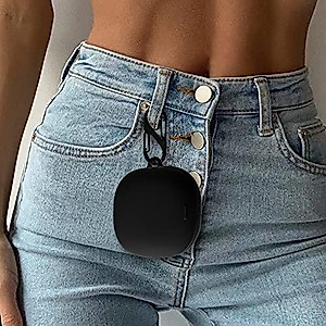 Geiomoo Silicone Carrying Case Compatible with Anker Soundcore Liberty Air 2 Pro, Portable Scratch Shock Resistant Cover with Carabiner (Black)