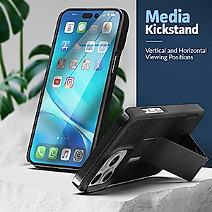 Encased DuraClip Holster Designed for iPhone 14 PRO Case with Belt Clip and Kickstand (Matte Black)