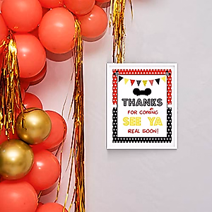 Mickey Party Sign Set of 4-8 x 10 inch Mickey Mouse Party Supplies Birthday Sign Printed in Card stock | Mickey Mouse Clubhouse Inspired Door Signs | Food Labels Disney Decorations Hot Dog Bar Decor