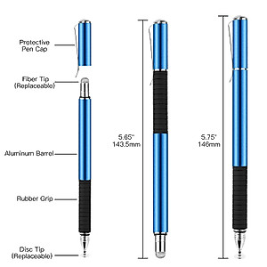 Waysse 3 Stylus Pens for Touch Screens, Capacitive Pen High Sensitivity & Fine Point, Universal Stylus with Clear Disc for iPhone X/8/8plus iPad/iPad Pro/iPad Mini and All Capacitive Touch Screens