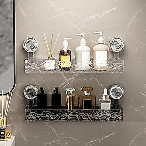 DONGKER No Drill Clear Wall Caddy,Wall Mount Removable Bathroom Storage Rack with Suction Cup for Bathroom Dorm Kitchen