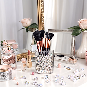 DomeStar Dazzling Fake Ice Rocks - 150PCS Holographic Acrylic Crushed ICES Sparkling Fake Diamonds Iridescent Plastic Clear Gems Marble Vase Fillers & Table Scatter Decoration