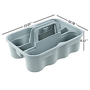 Rinboat 6-Pack Plastic Storage Caddy, Cleaning Caddy with Handle, Gray