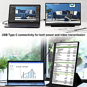 100W USB 3.2 Gen 2X2 Display Monitor Link Data Transfer Video Cable for Lepow Z1 15.6 In, InnoView, ASUS ZenScreen, KYY, Cocopar, Arzopa, AOC, ViewSonic Portable Monitor HDR Outputt Charger Power Cord
