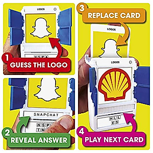 100 PICS Logos Travel Game - Guess 100 Logos | Flash Cards with Slide Reveal Case | Card Game, Gift, Stocking Stuffer | Hours of Fun for Kids and Adults | Ages 6+