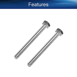 Yinpecly M10 Hex Bolt M10-1.5 x 100mm UNC Hex Head Screw Bolts 304 Stainless Steel Fully Threaded Hex Tap Bolts 2pcs