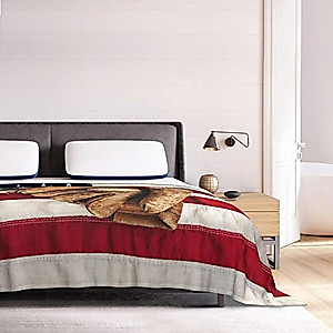 JASMODER Vintage Baseball On American Flag Throw Blanket Warm Ultra-Soft Micro Fleece Blanket for Bed Couch Living Room
