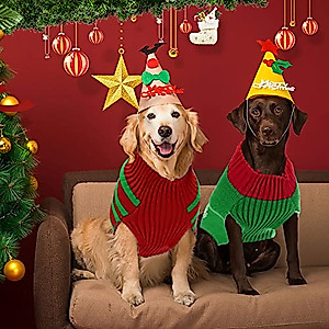 JUNEBRUSHS 4 Pack Dog Christmas Sweaters, Xmas Dog Holiday Sweaters Puppy Clothes Dog Christmas Outfits Winter Warm Pet Santa Snowman Reindeer Snowflake Sweater for Small Medium Cats Dogs