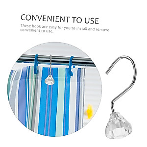 Alipis 12 Pcs Crystal Shower Curtain Hook Clear Hooks Shower Curtains Hooks Metal Shower Curtain Hooks Curtain Tieback Hooks Crystal Rods Curtains Hooks Bathroom Curtain Door Curtain Hook