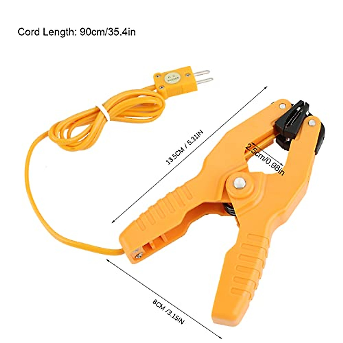 HT-05 Temperature Pipe, Fieldpiece Pipe Clamp Temperature Probe Clamp Thermocouple Clamp Type K Pipe Clamp Temperature 1~3/8" -40~200℃ Yellow