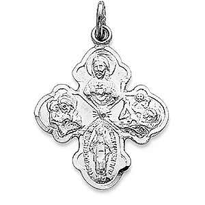 IceCarats 925 Sterling Silver Four Way Holy Cross Religious Medal Necklace Christian Pendant Scapular Charm 25mm x 18mm Only